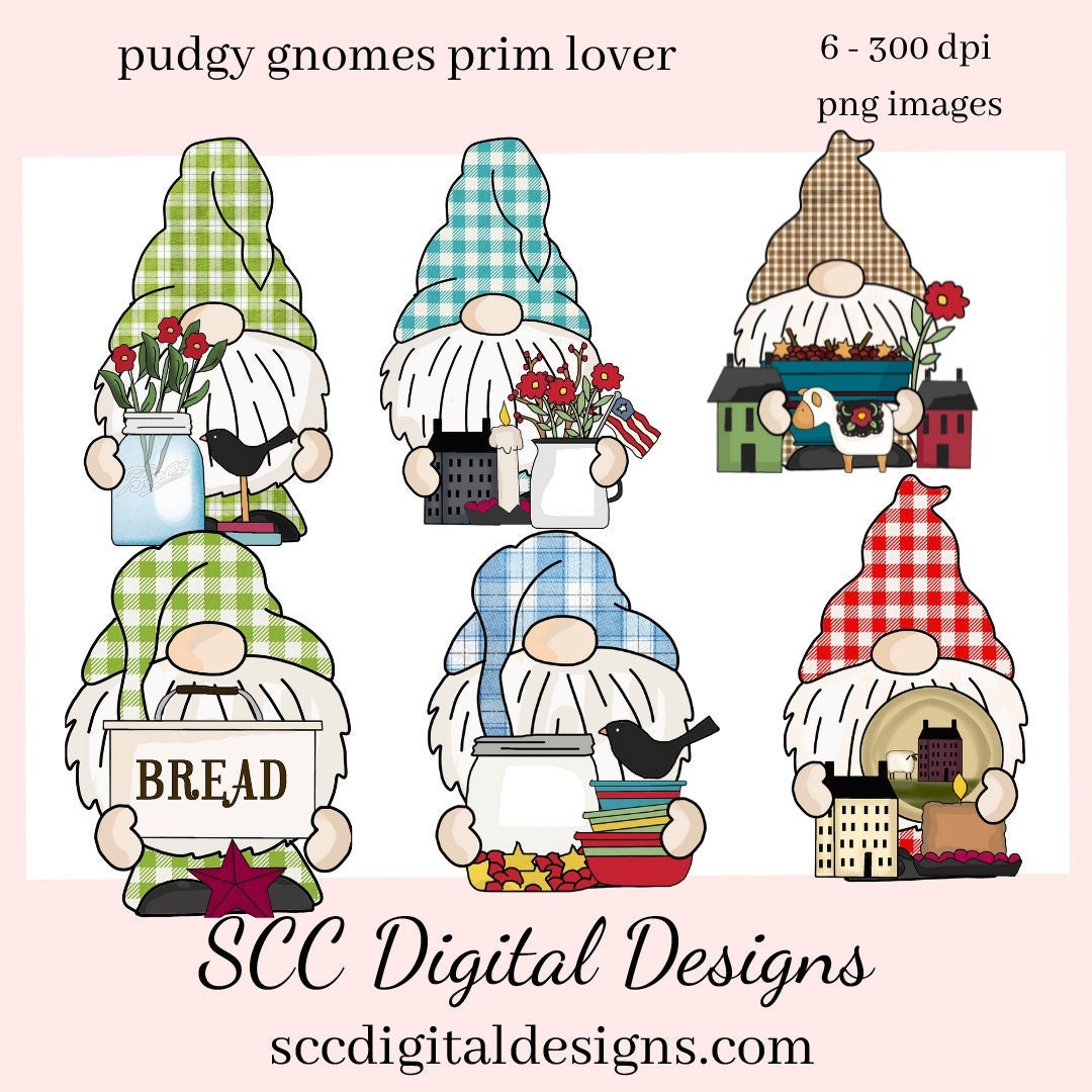 Pudgy Gnomes Love Prim Clipart Gnome With Crows Sheep Salt - Etsy UK