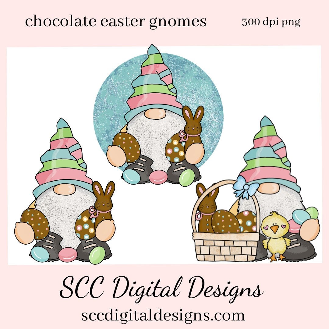 Easter Gnomes Clipart, Chocolate Bunny PNG, Gnome PNG for Tumblers ...