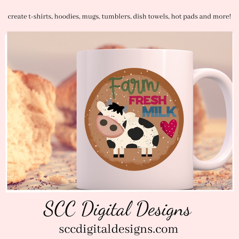 Black and White Cow Clipart, Farm Fresh Milk, 3d PNG File, Farmhouse ...