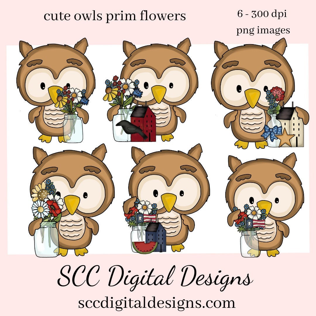 Cute Owls Clipart for Sublimation, for Stickers, Owl Clip Art for Mugs ...