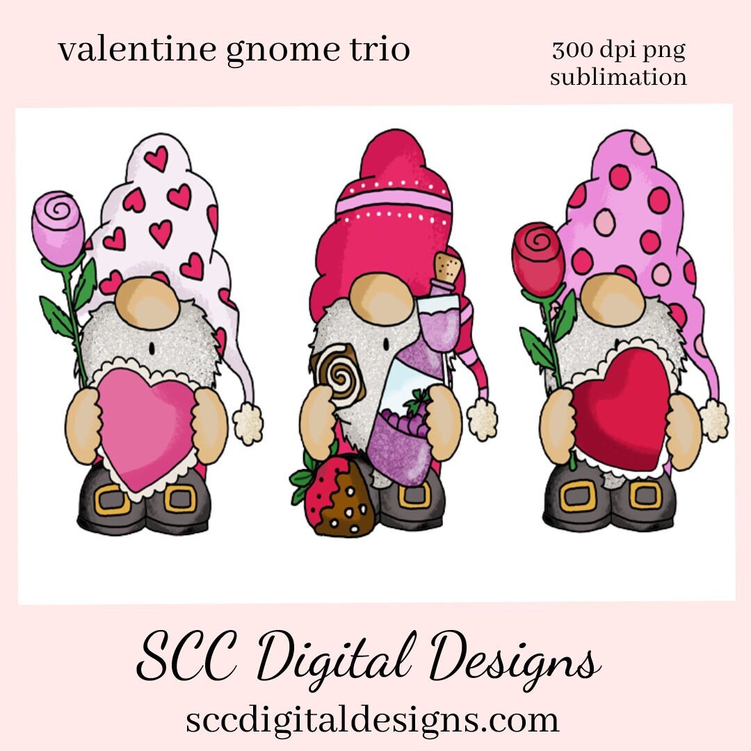 Valentine Gnome PNG, Sublimation Clipart, Candies, DIY Gift for Her ...