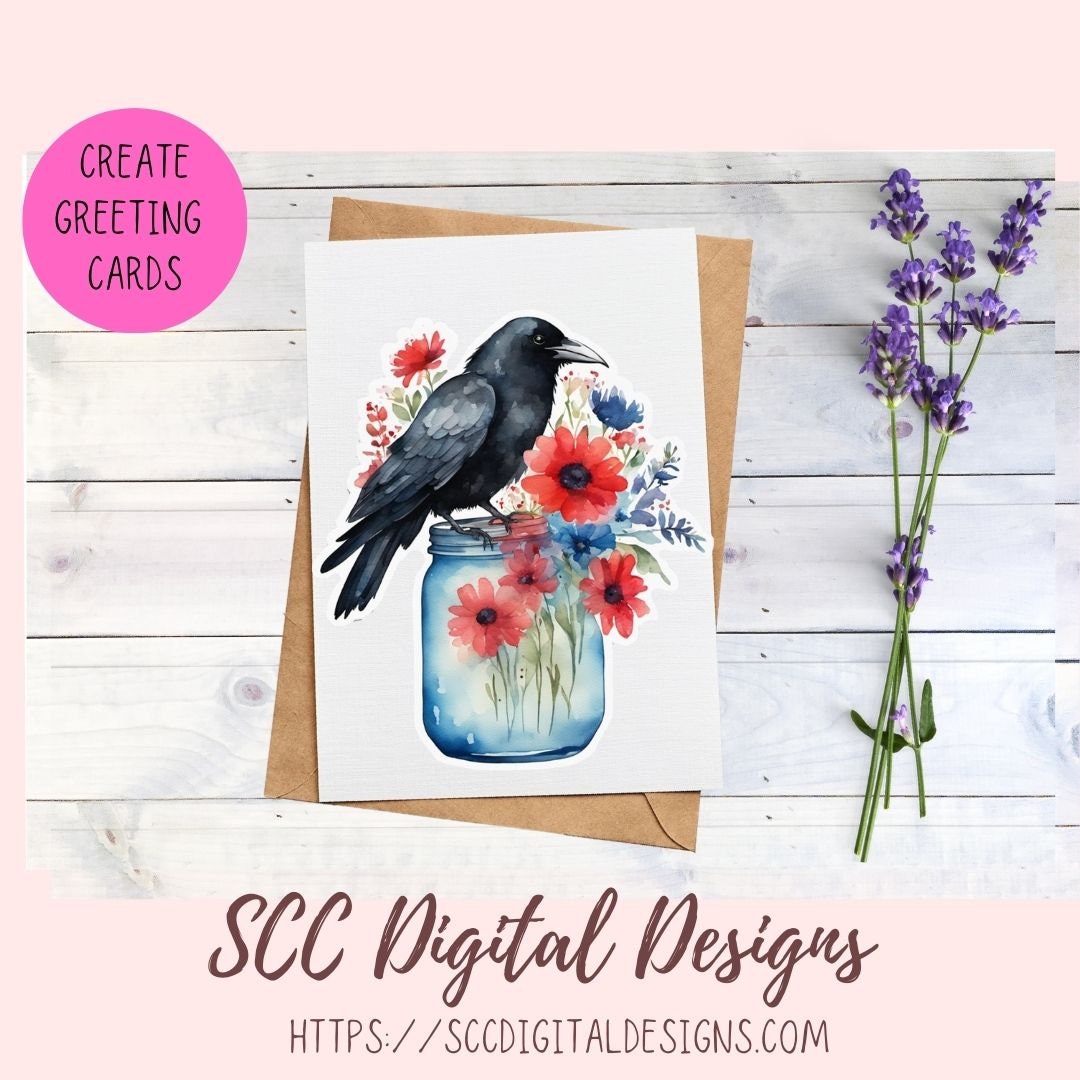 Crows and Blue Jars PNG Stickers for Digital & Paper Planners ...