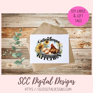Grandma's Kitchen PNG, Sublimation Chicken With Eggs & Sunflowers Clip ...