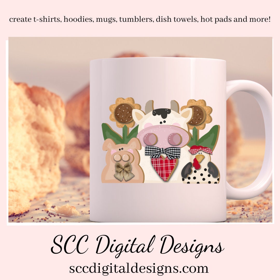 Farm Animals Clipart, Pig Cow Chicken, 3d PNG File, Sunflowers ...