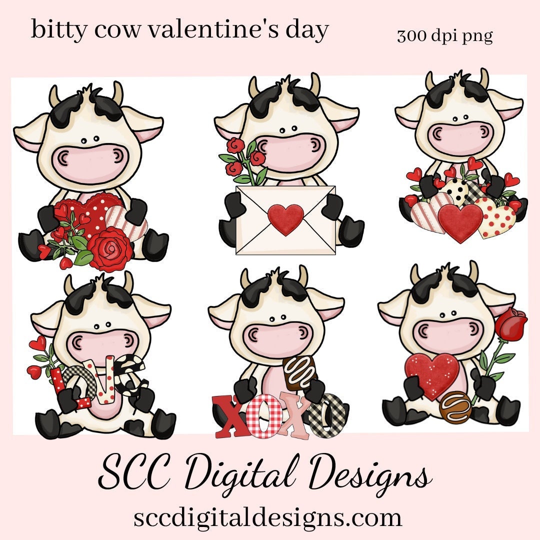 Valentine Cow PNG, Black White Cow, Valentine Clipart, Red Roses, Red ...