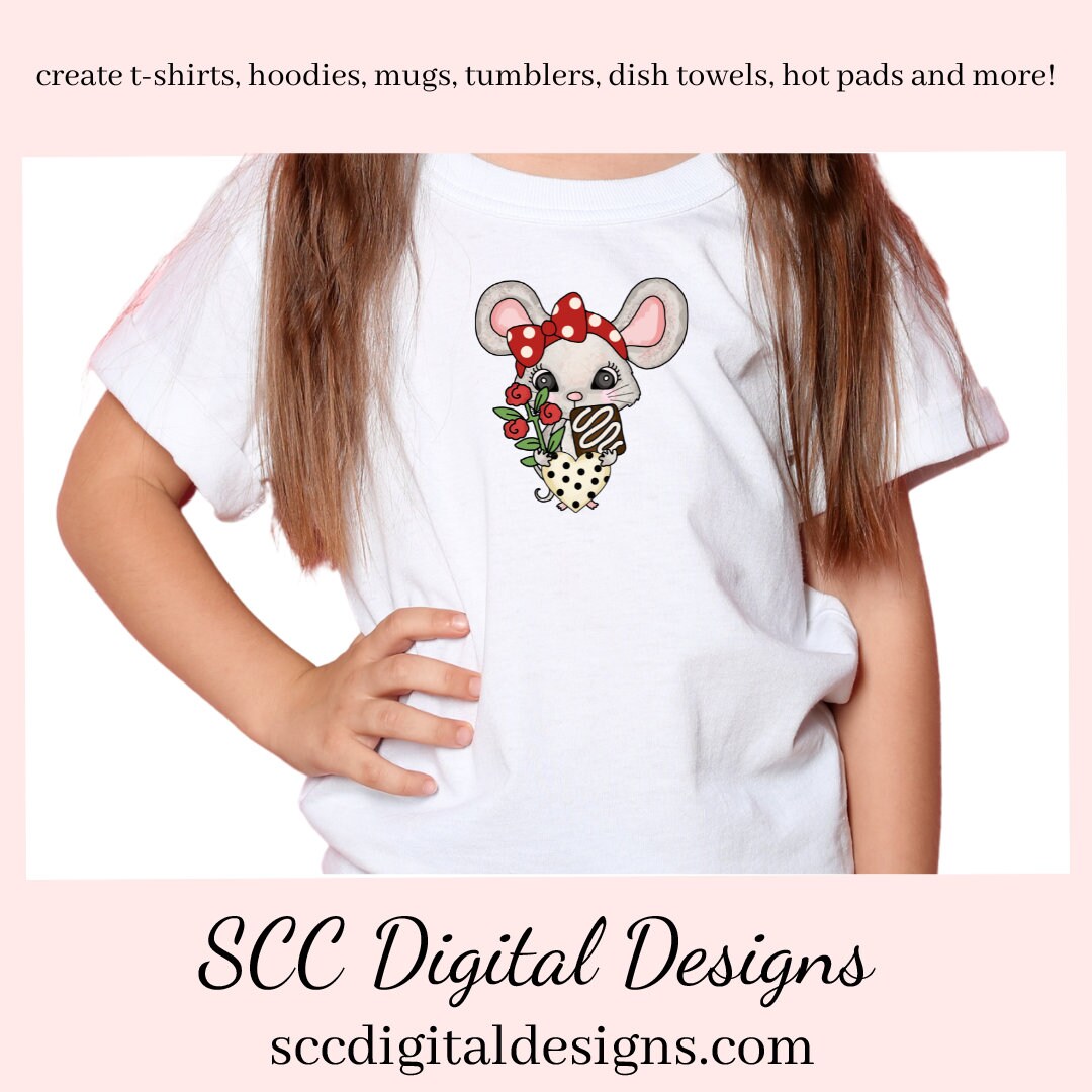 Valentine PNG for Kids, Mice Clipart, DIY Valentine's Day Card, DIY ...