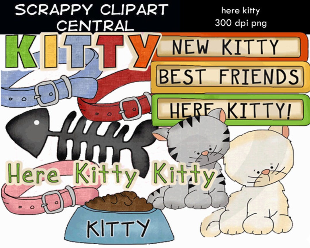 Here Kitty Clipart - Create Kids Printables - Commercial Use - Cat ...