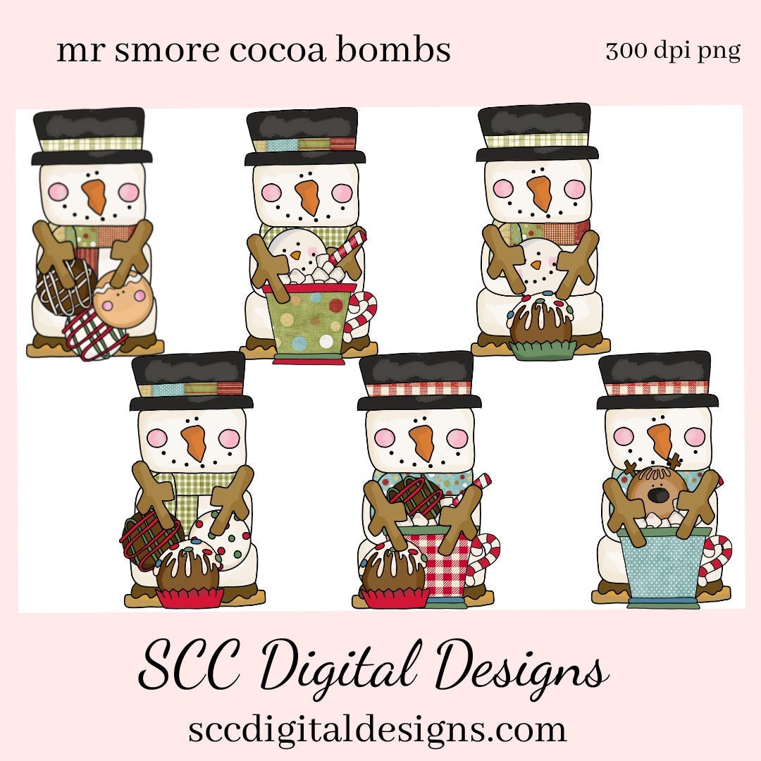 Smore Clipart, Cocoa Bombs, Chocolate Mug, Reindeer, DIY Gift for Her ...