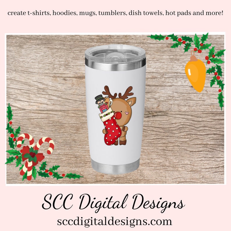 Reindeer Christmas PNG, Xmas Stocking, Nutcracker, Gingerbread, Candy ...