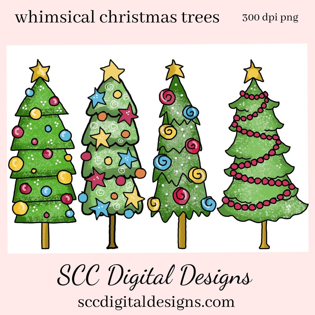 Whimsical Christmas Tree Drawings