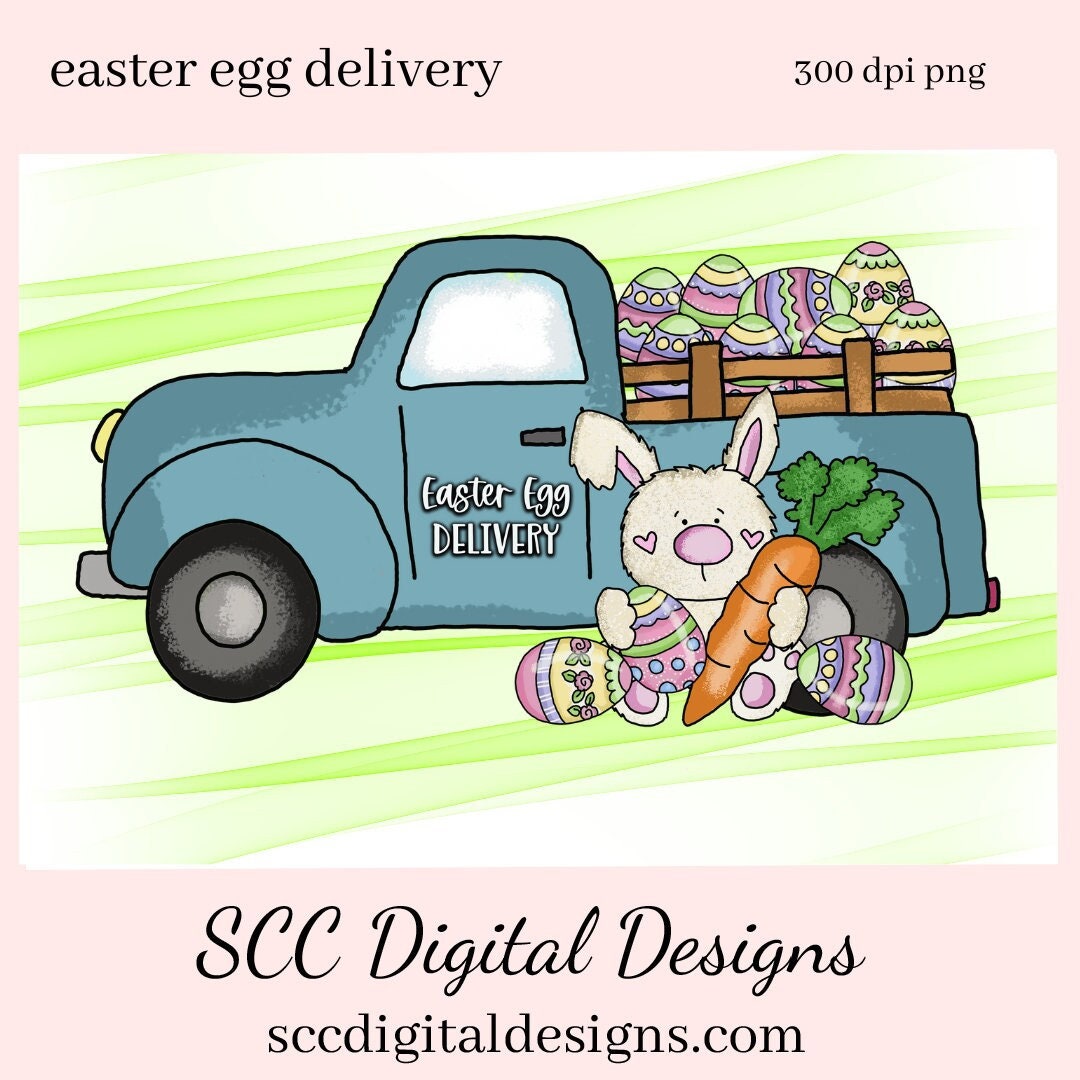 Easter Egg PNG, Old Truck Clipart, Bunny Clip Art, Colored Eggs, Bunny ...