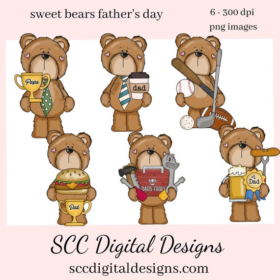 Sweet Bears Father's Day Clipart 1 Daddy Bear Papa - Etsy