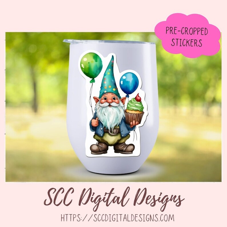 Birthday Gnome Clipart Printable Stickers for Digital Planners - Etsy