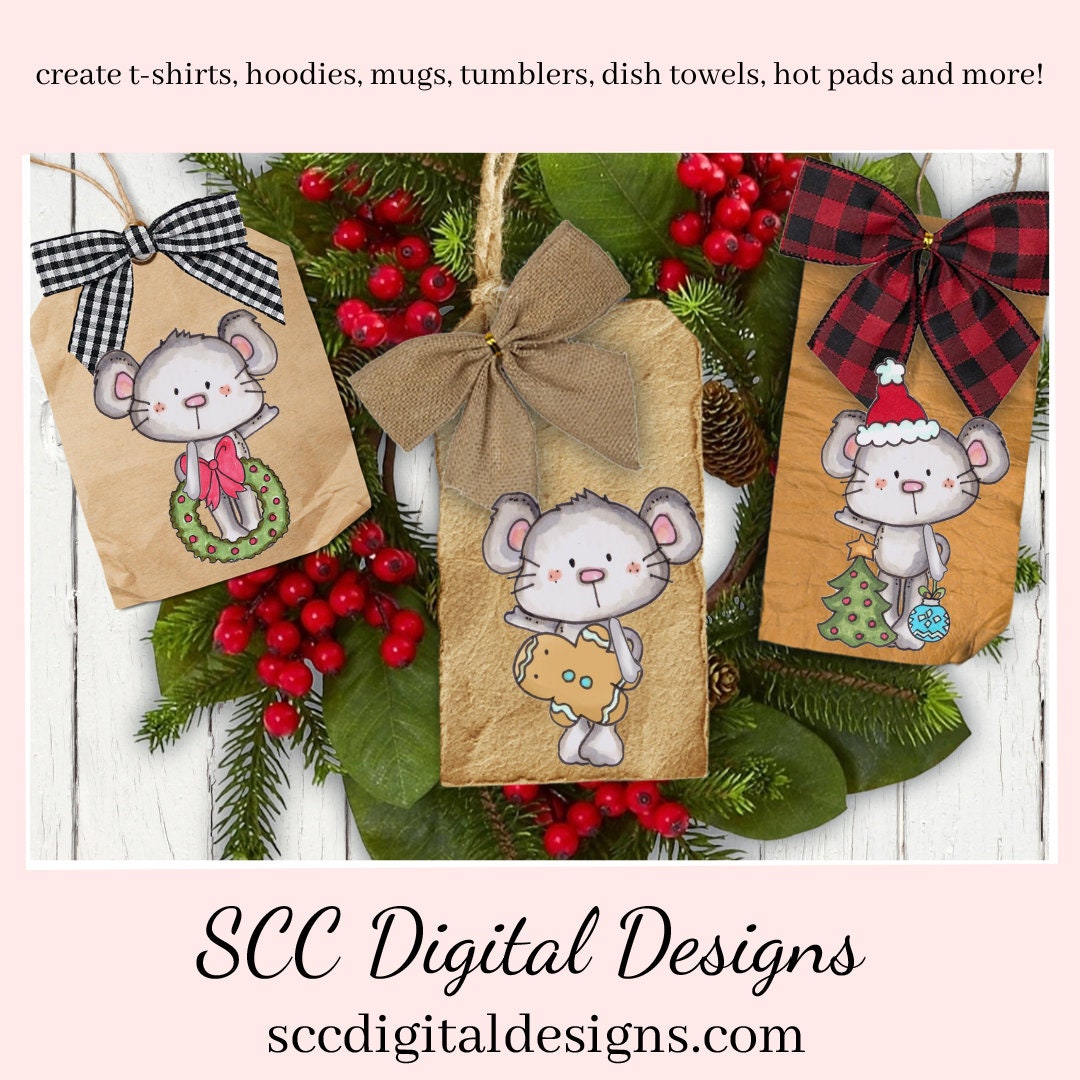 Christmas Mouse Clipart, Snowman PNG, Gingerbread, Reindeer, Xmas Tree ...