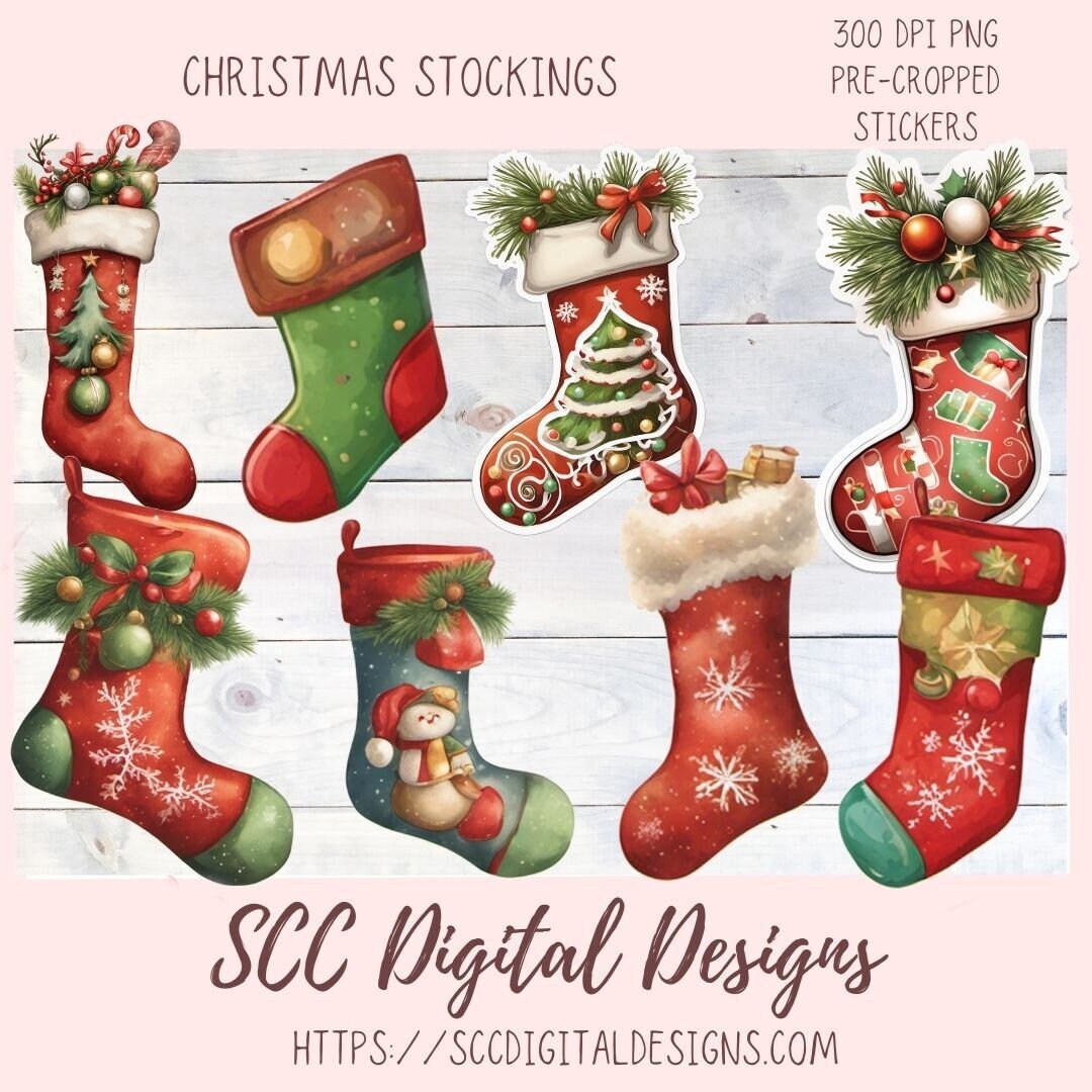 Christmas Stockings Stickers for Digital and Paper Planners ...