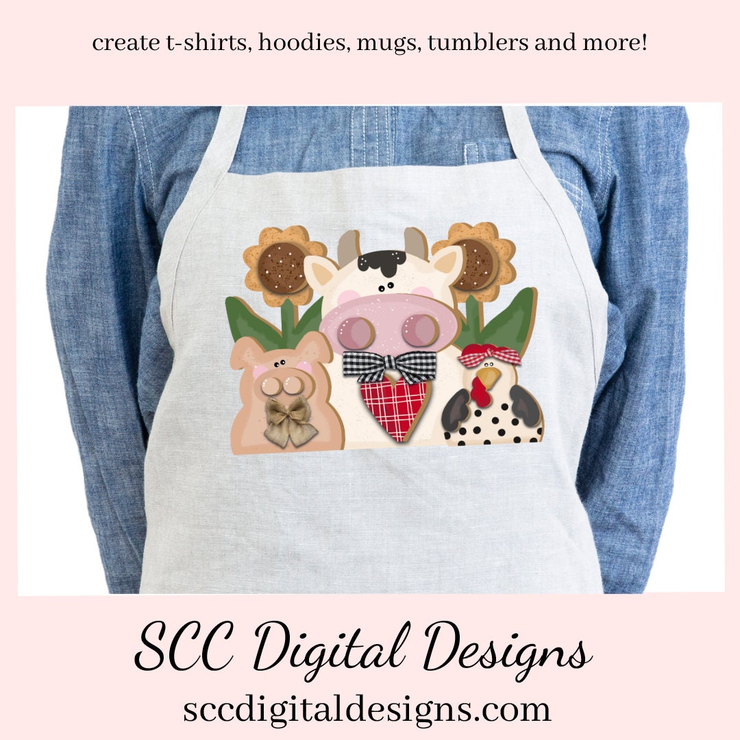 Farm Animals Clipart, Pig Cow Chicken, 3d PNG File, Sunflowers ...