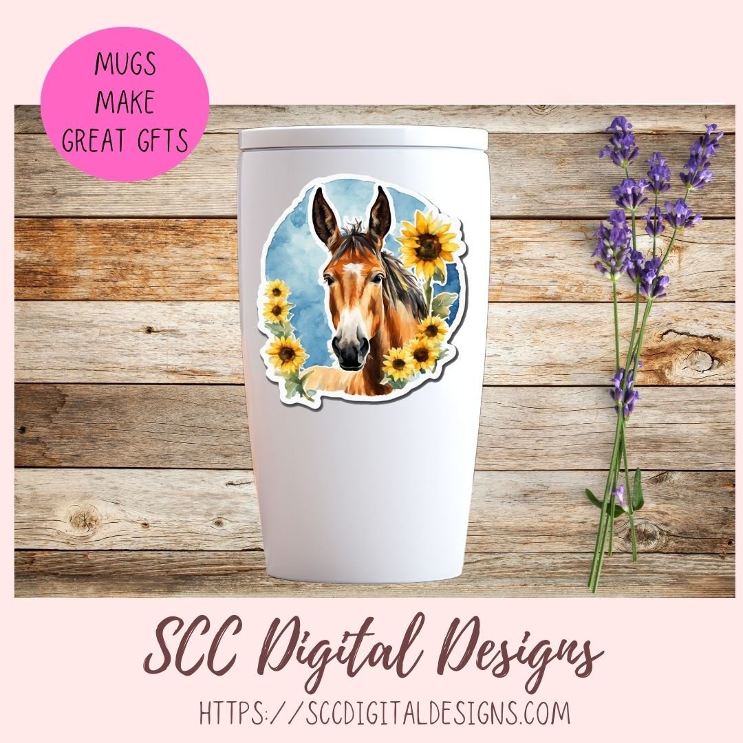 Mule PNG Digital Sticker Pack, Farm Animals Pre-cropped Print and Cut ...