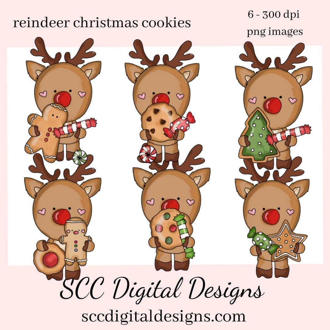 Reindeer Christmas PNG, Gingerbread Cookies Clipart, Xmas Treats, DIY ...