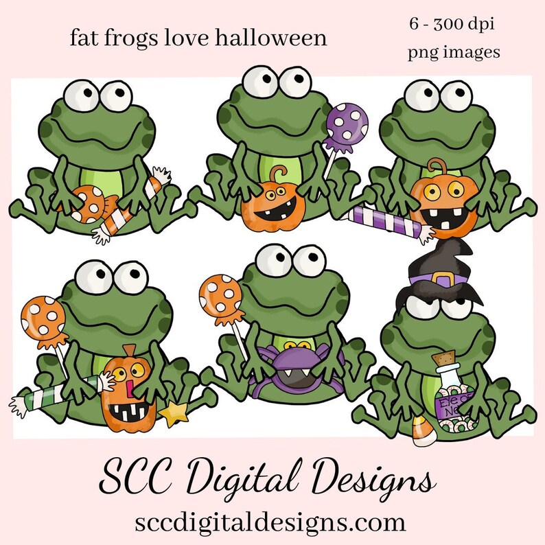Fat Frogs Love Halloween, Frog, Spooky Pumpkins, Candies, Potions ...