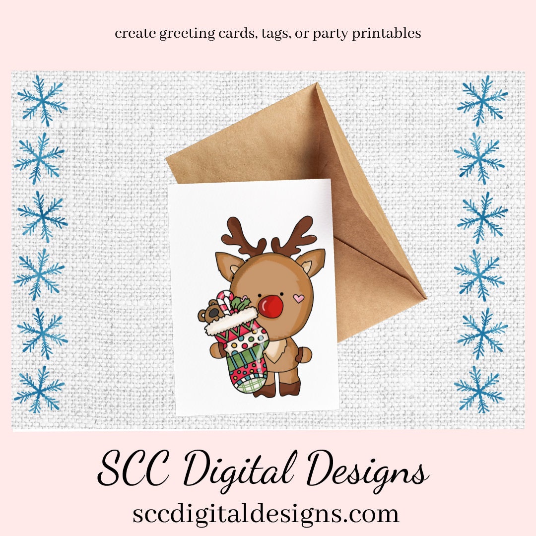 Reindeer Christmas PNG, Xmas Stocking, Nutcracker, Gingerbread, Candy ...