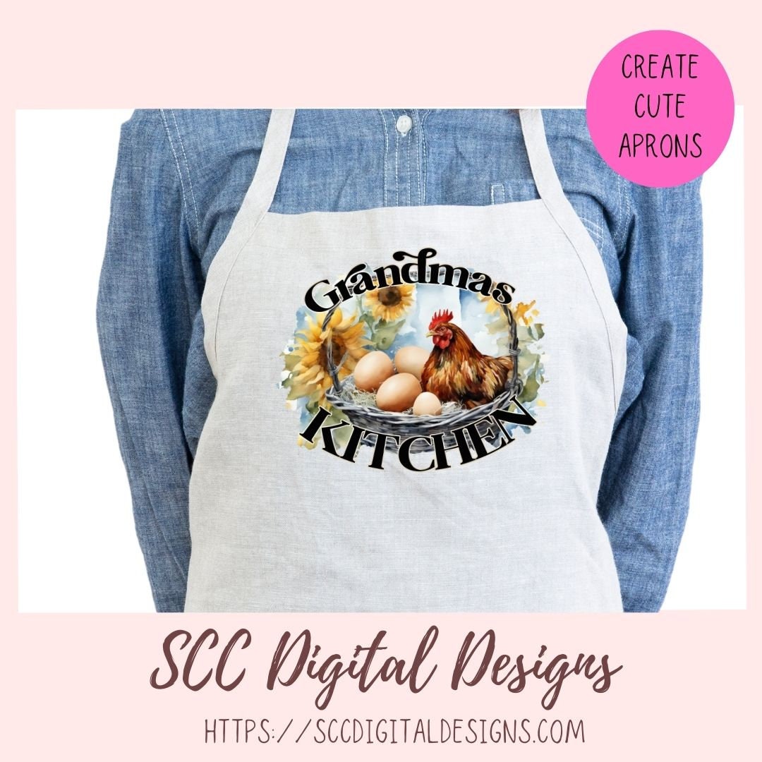 Grandma's Kitchen PNG, Sublimation Chicken With Eggs & Sunflowers Clip ...