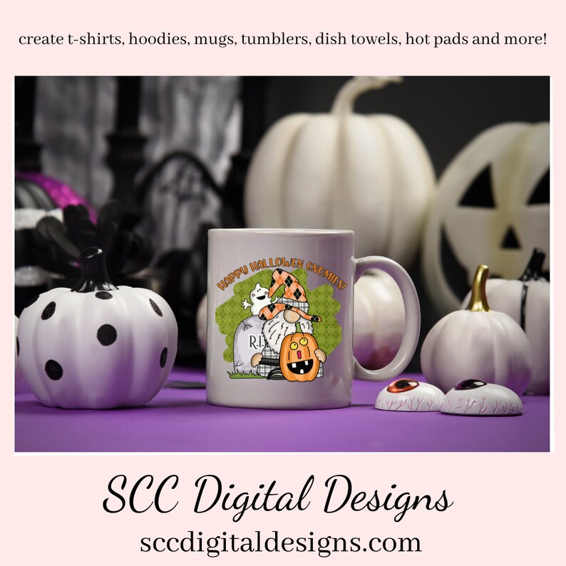 Happy Halloween Gnomies Sublimation Clipart, Spooky Pumpkins, Ghost ...