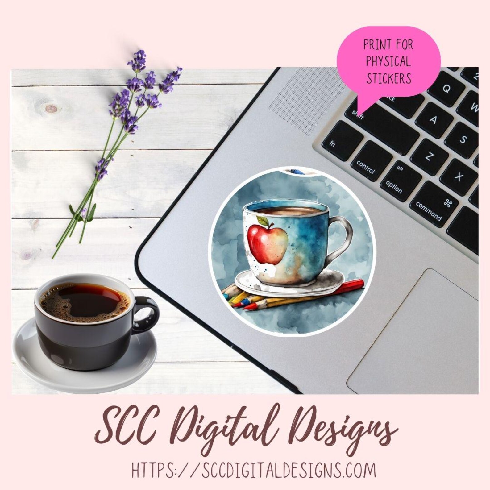 Teacher Clipart, Digital PNG Bundle, Print & Cut Sticker Set, Coffee ...