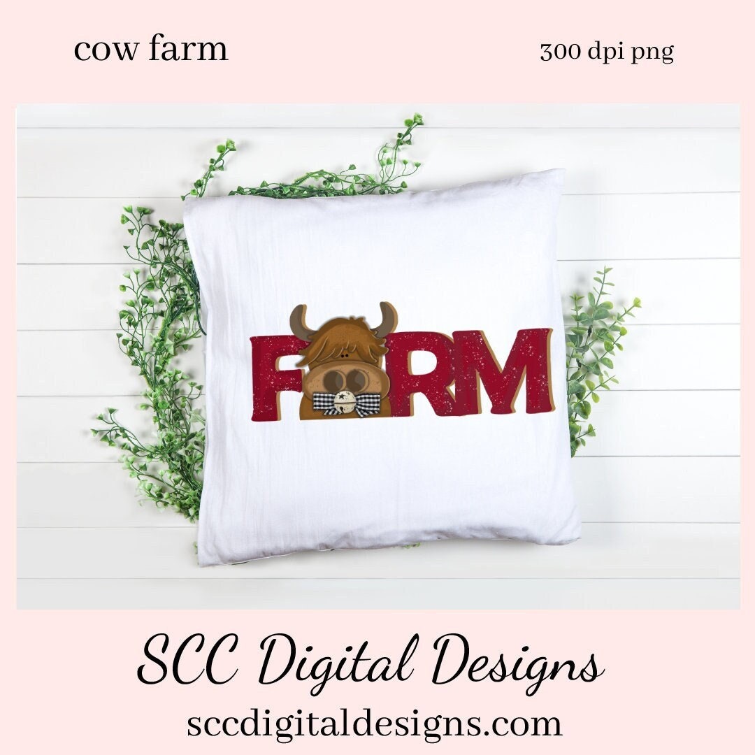 Farm Sign PNG, Highland Cow, Farmhouse Kitchen Sign Decor, Cow Lover ...