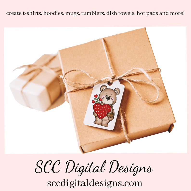 Valentine's Day Bear Clipart Collection: Red Hearts, Chocolate Candies ...