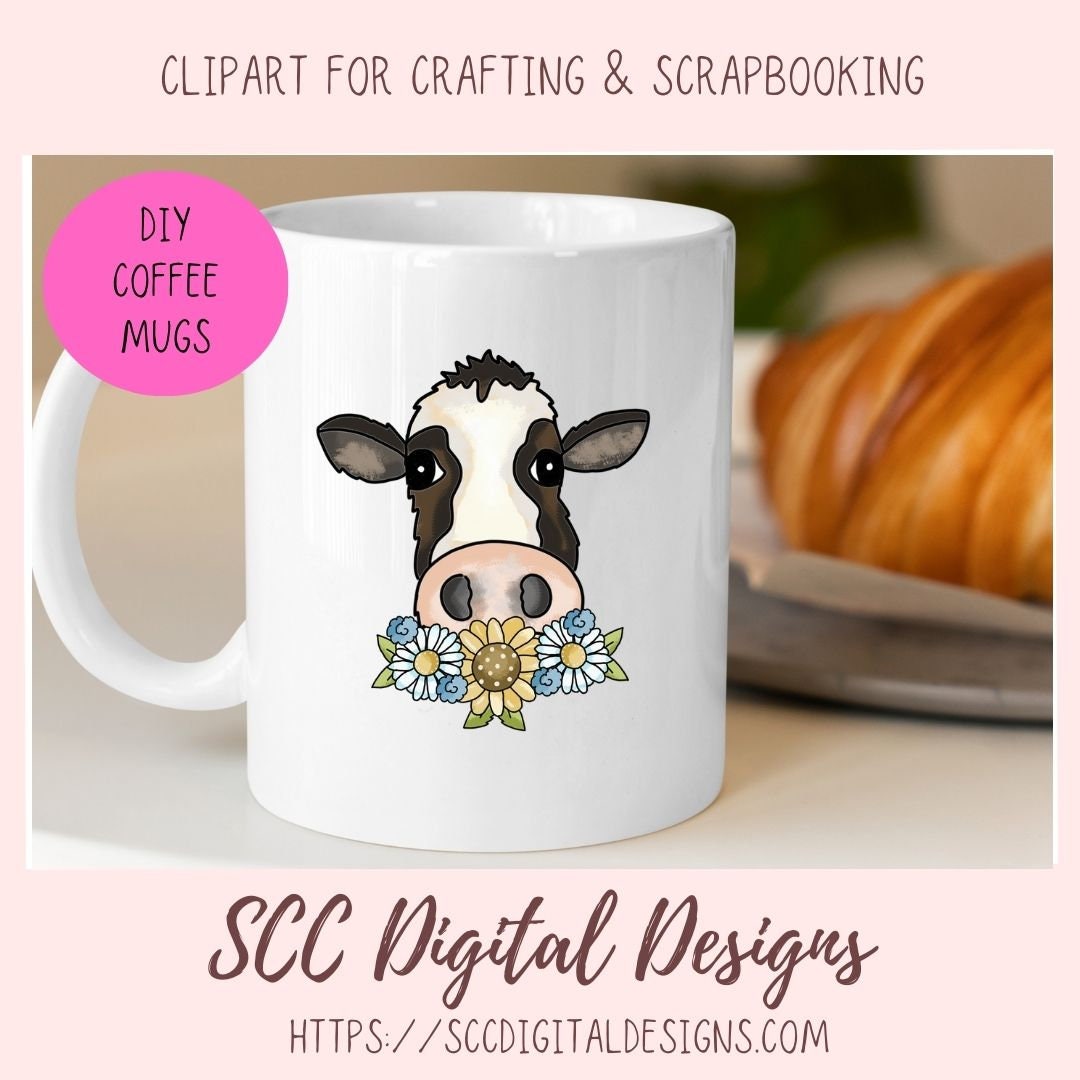 Cow Town PNG. Black and White Cows & Flower for Sublimation for ...