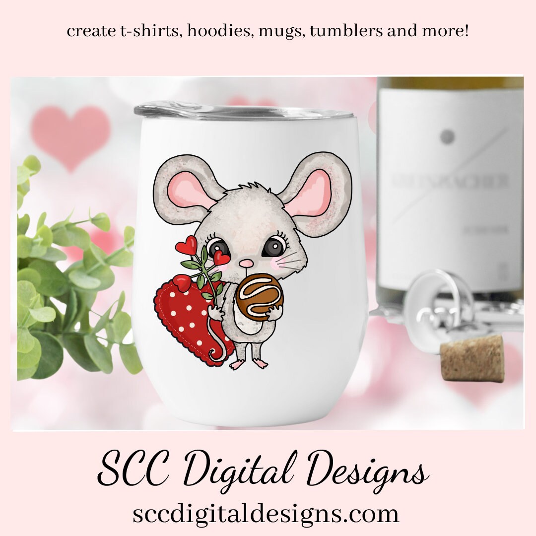 Valentine PNG for Kids, Mice Clipart, DIY Valentine's Day Card, DIY ...