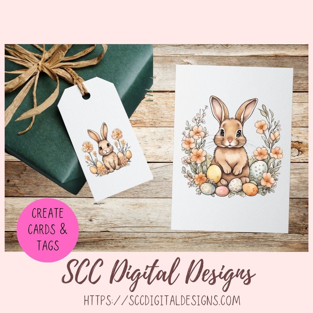 Whimsical Easter Bunny Stickers Pngs for Digital and Printable Planners ...