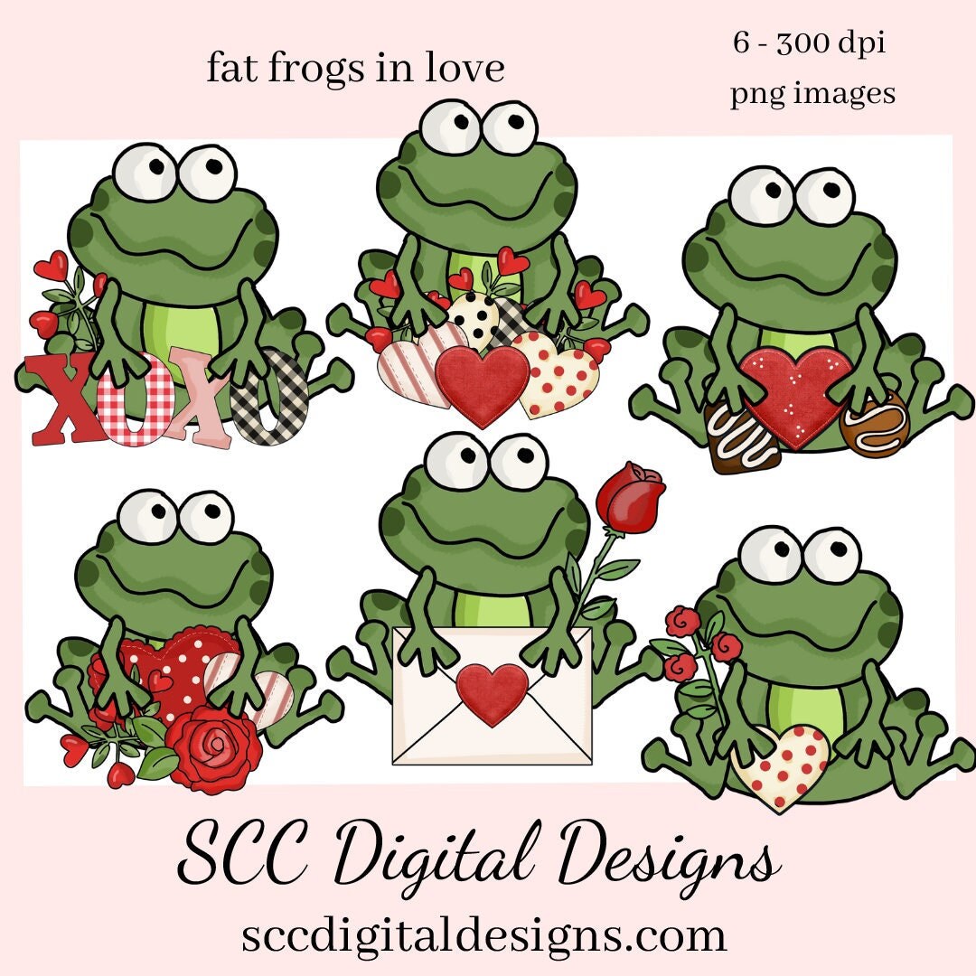 Fat Frogs in Love Clipart, Frog With Red Roses, Chocolate Candy ...