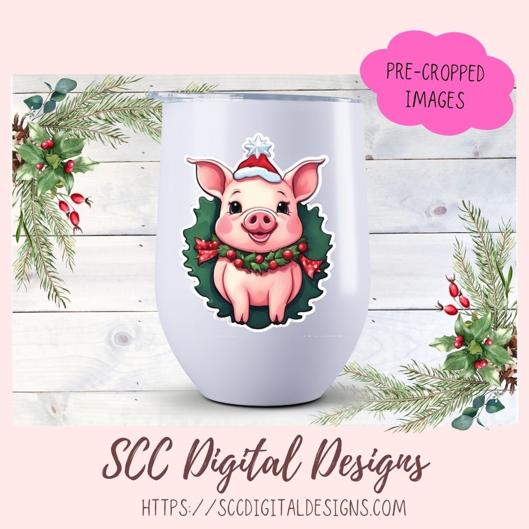 Cute Christmas Pig Stickers for Digital and Paper Planners ...