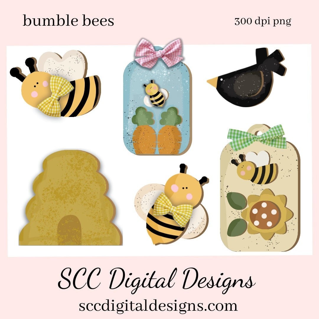 Bumble Bee Clipart for Stickers for Planners, Bee PNG for Sublimation ...