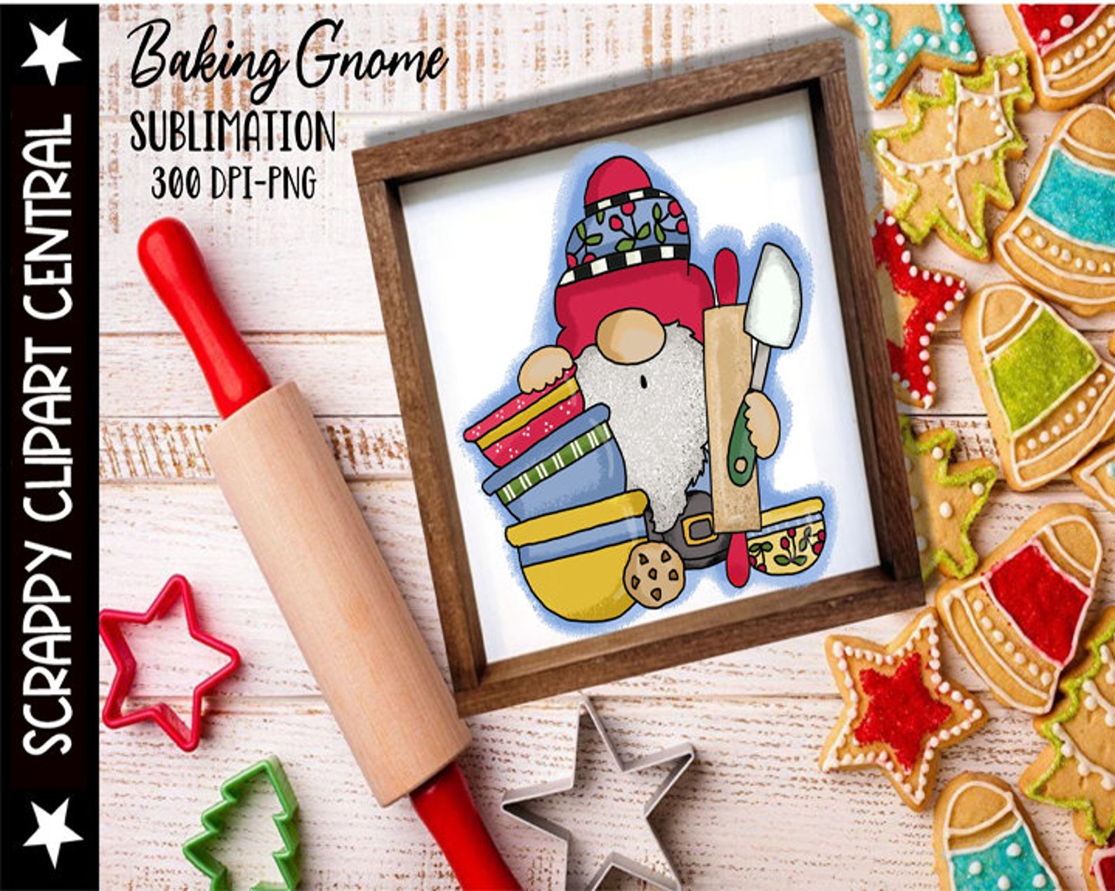 Baking Gnome Sublimation Clipart, Baker's Lover Gift, Bakery Wall Art ...