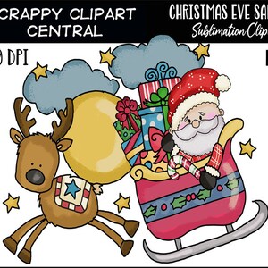 Christmas Eve Santa Sublimation Clipart - Santa's Sleigh T-shirt ...