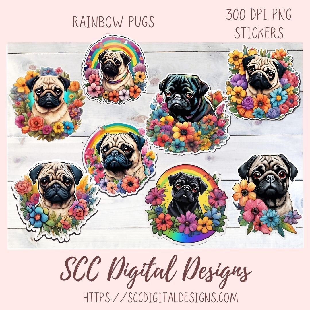 Cute Pug Stickers, Add a Touch of Charm to Your Planners, Planning ...