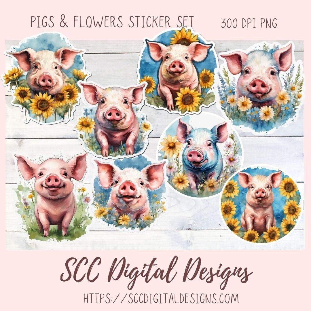 Cute Pig Sticker Set for Digital Planning and Printable Planners ...
