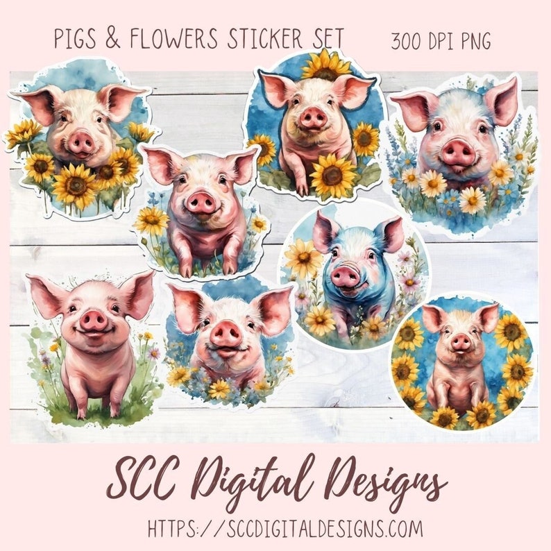 Cute Pig Sticker Set for Digital Planning and Printable Planners ...