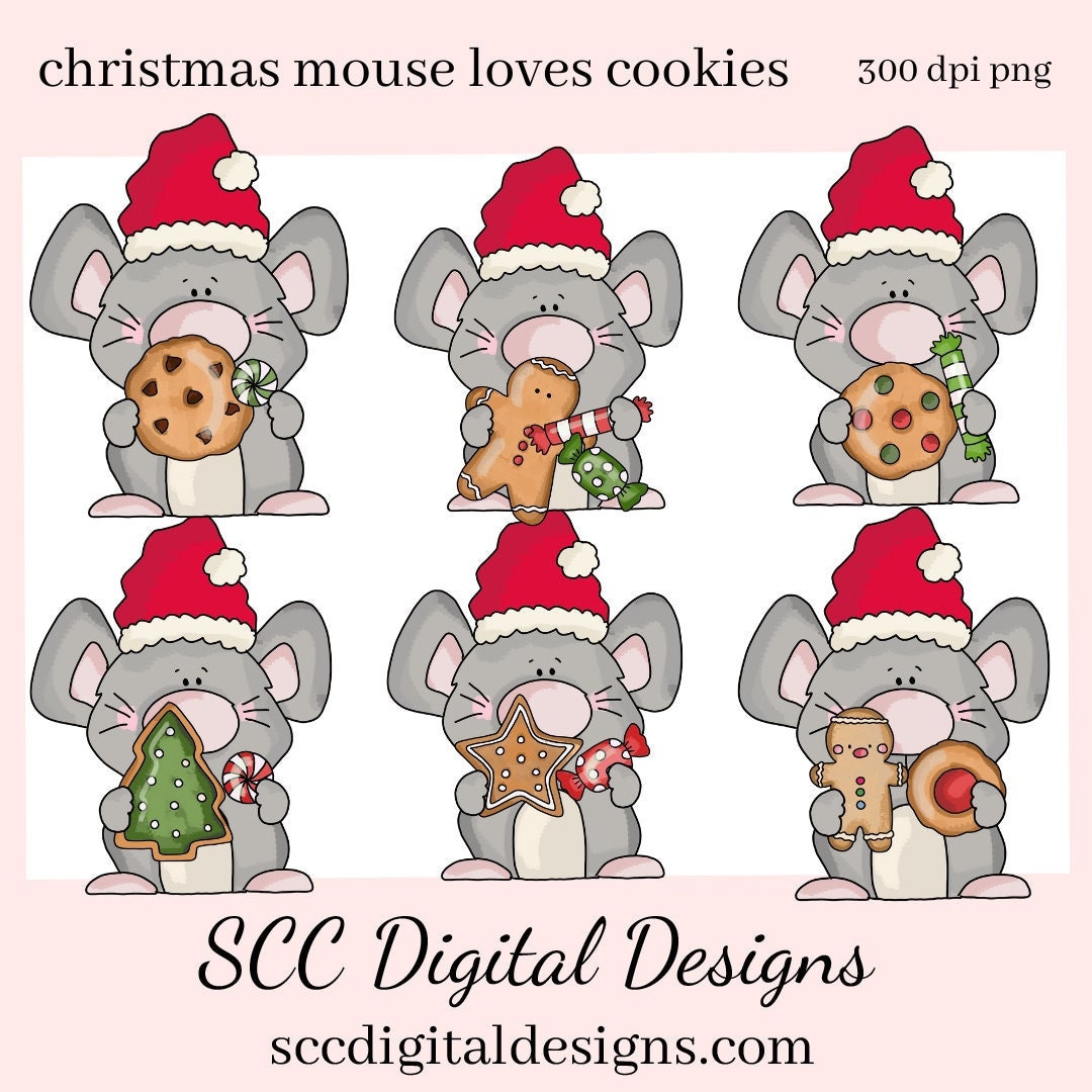 Christmas Mouse PNG, Xmas Cookie, Chubby Mice Gingerbread DIY Gift for ...