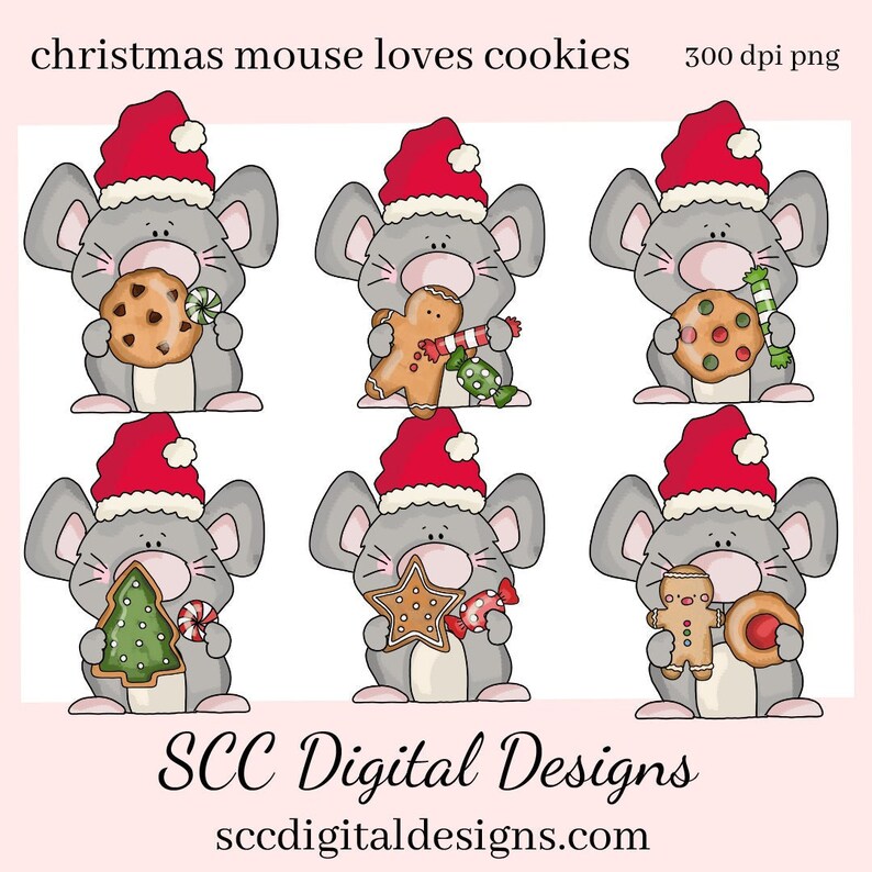 Christmas Mouse PNG, Xmas Cookie, Chubby Mice Gingerbread DIY Gift for ...
