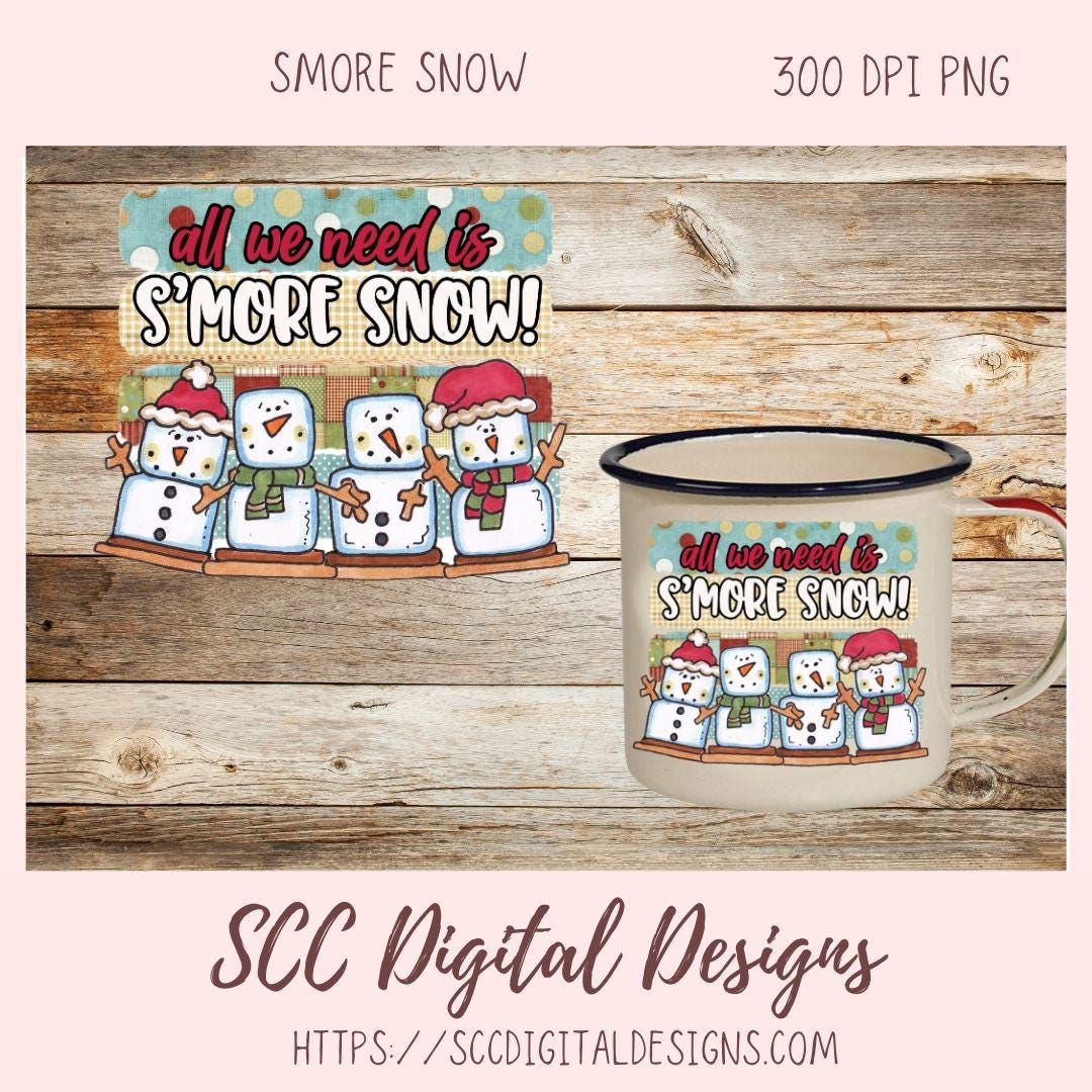 S'more Snow Clipart, Marshmallow Snowmen Sublimation PNG for Shirts ...