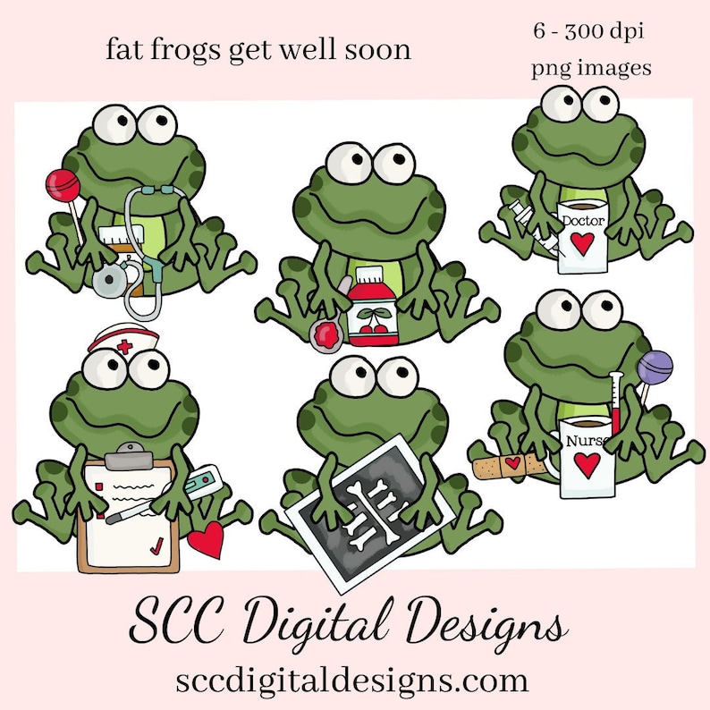 Fat Frogs Get Well Soon Clipart, #1 Doc, #1 Nurse, X-ray, Medical Chart ...