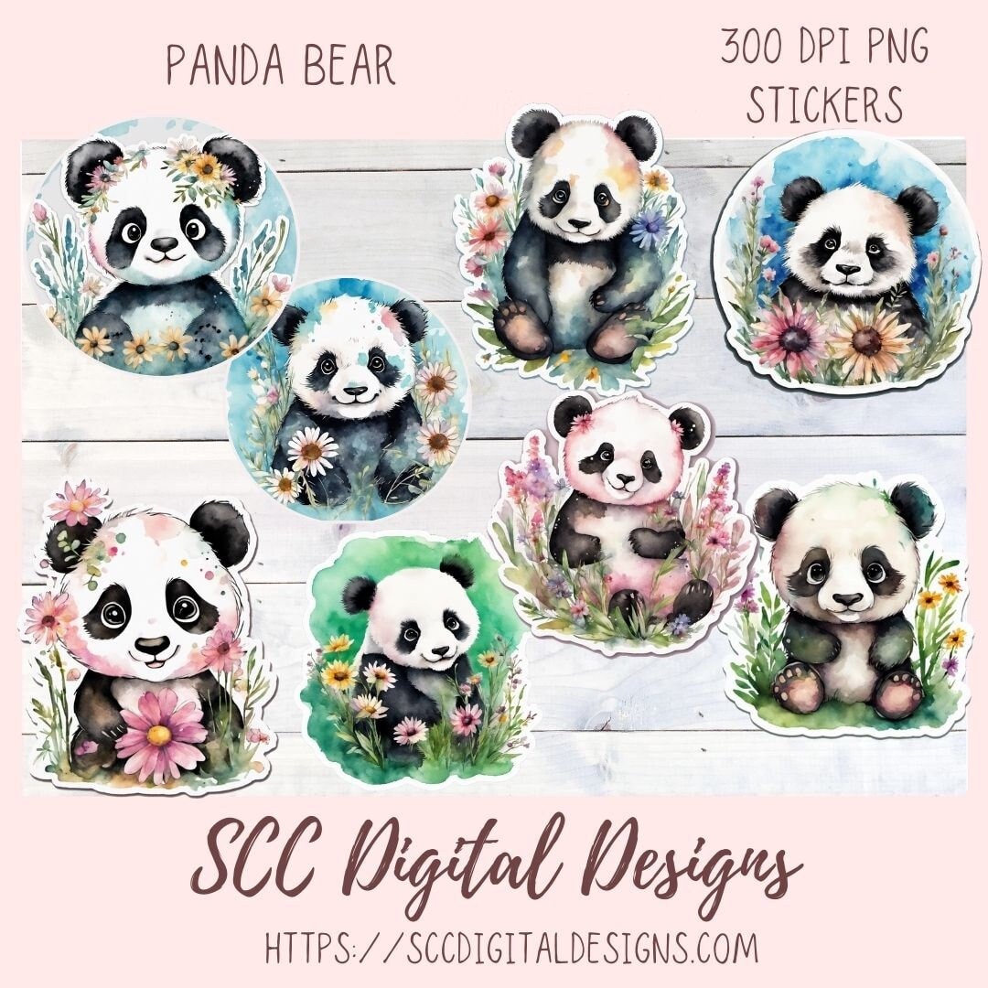 Cute Panda Bear Stickers for Digital or Paper Planners, Commercial Use ...