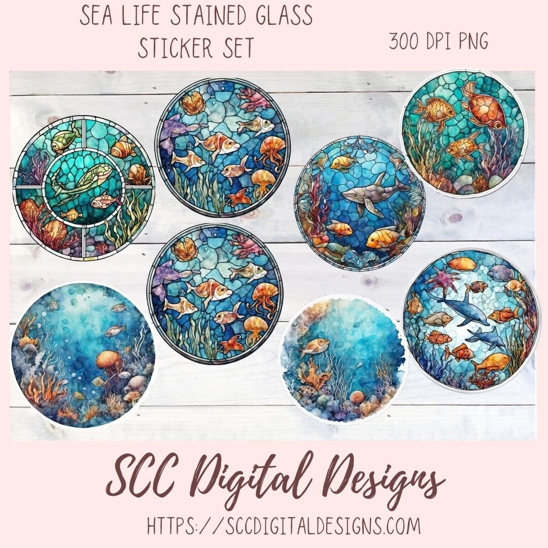 Stained Glass PNG Sticker Pack for Digital and Printable Planners ...