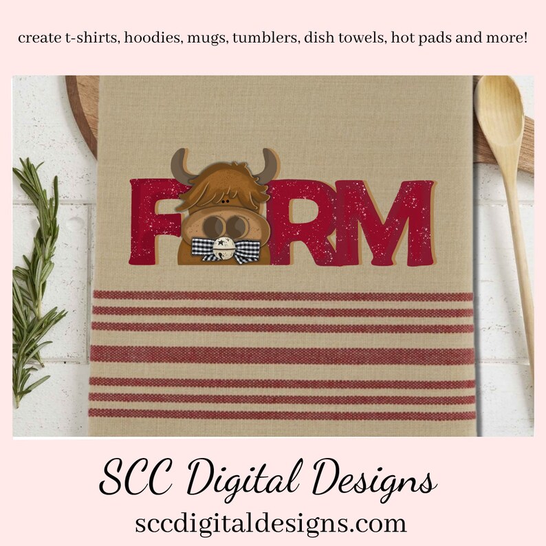 Farm Sign PNG, Highland Cow, Farmhouse Kitchen Sign Decor, Cow Lover ...