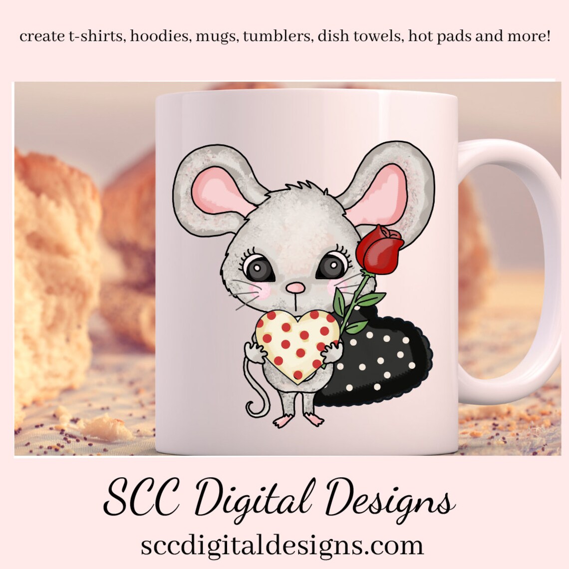 Valentine PNG for Kids, Mice Clipart, DIY Valentine's Day Card, DIY ...