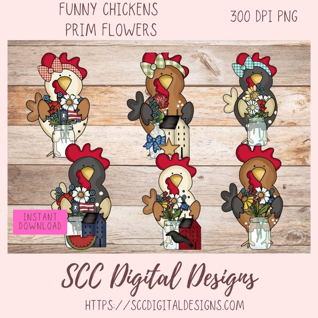 Funny Chicken PNG, Colorful Chickens PNG for Stickers, Chicken Lover ...