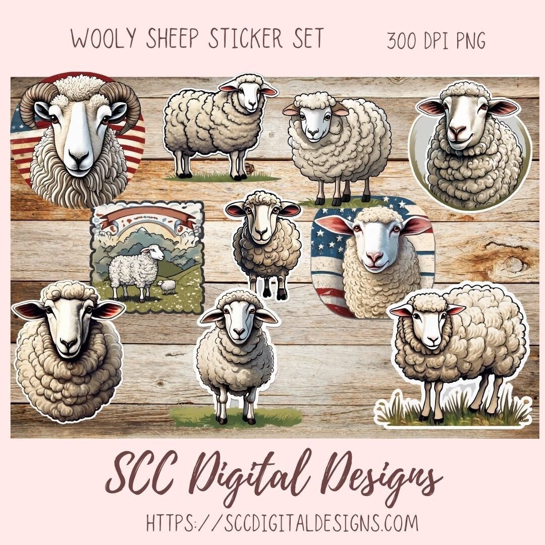 Wooly Sheep Sticker Set for Digital and Printable Planners, Digital ...